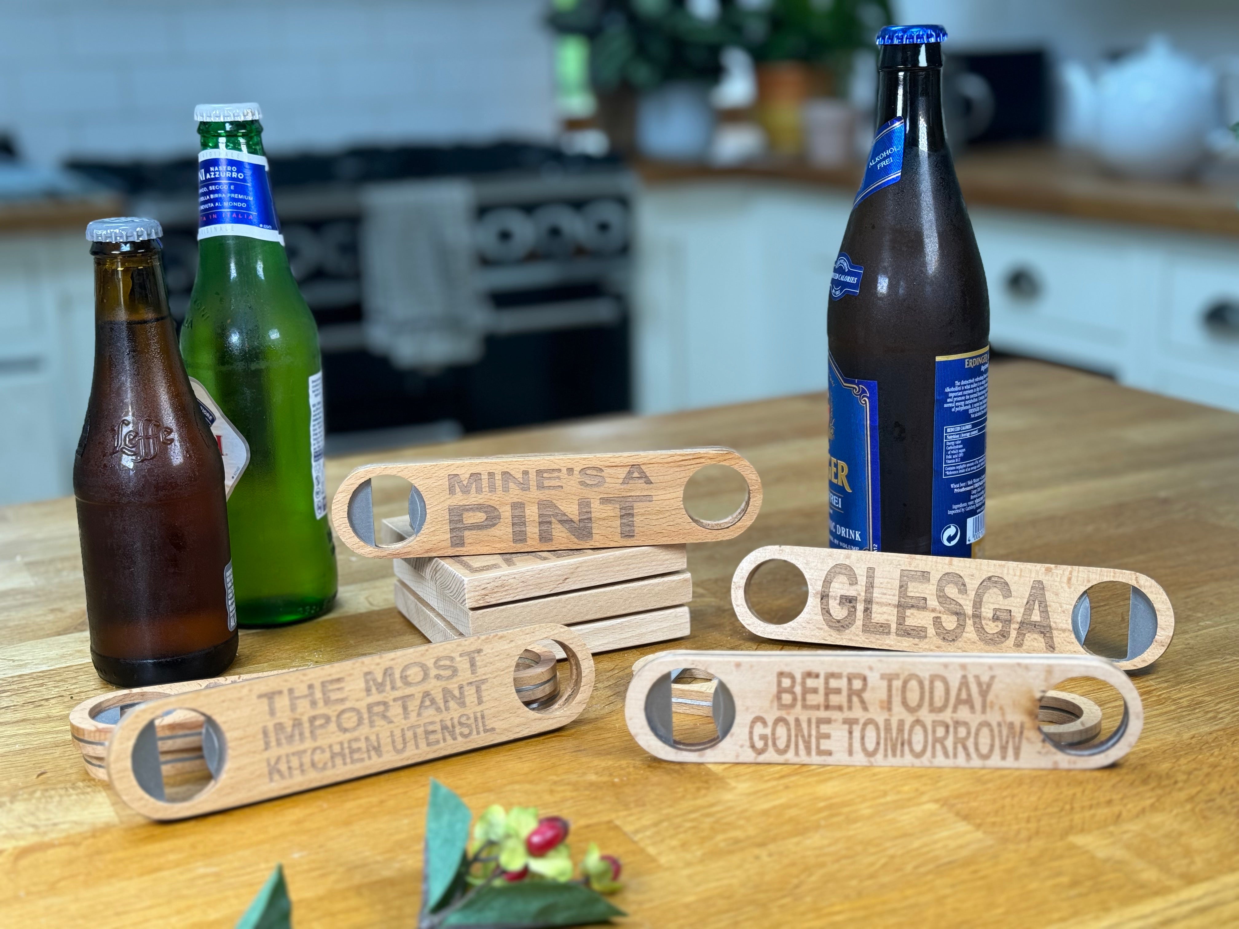 Wooden bottle openers - drinking and beer – Craftypups